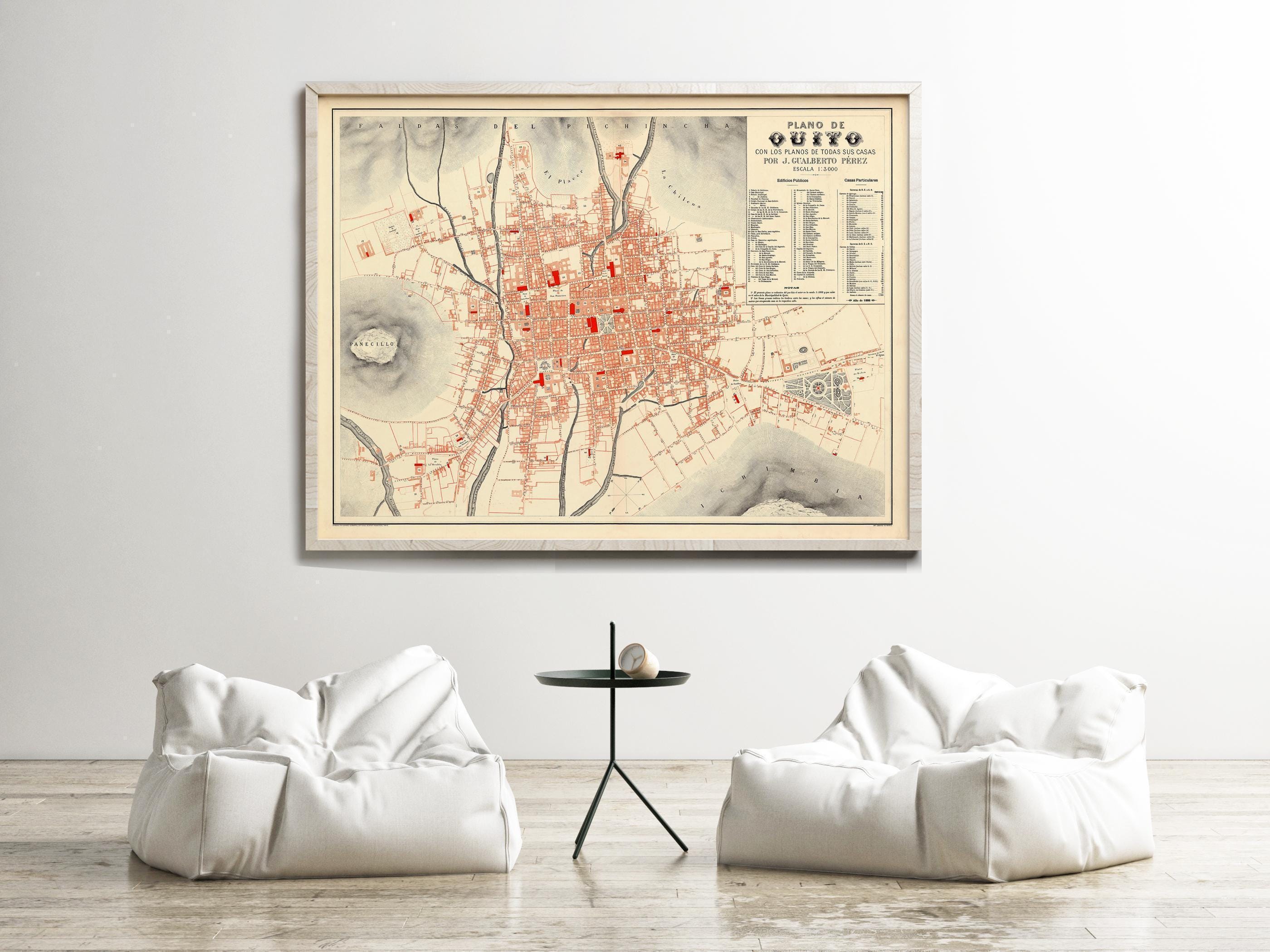 Old Map of Quito Ecuador 1888 Equator Republic | Wall Map Print - Etsy
