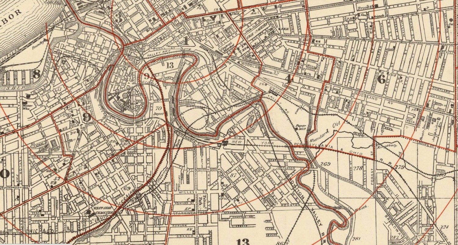 Old Map of Cleveland and Suburbs 1882 Vintage Map Vintage - Etsy