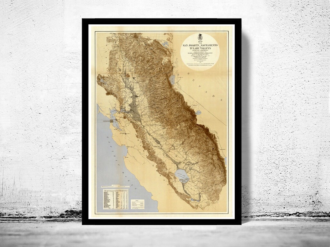 Vintage Map of California 1873 Vintage Poster Wall Art Print Wall Map ...