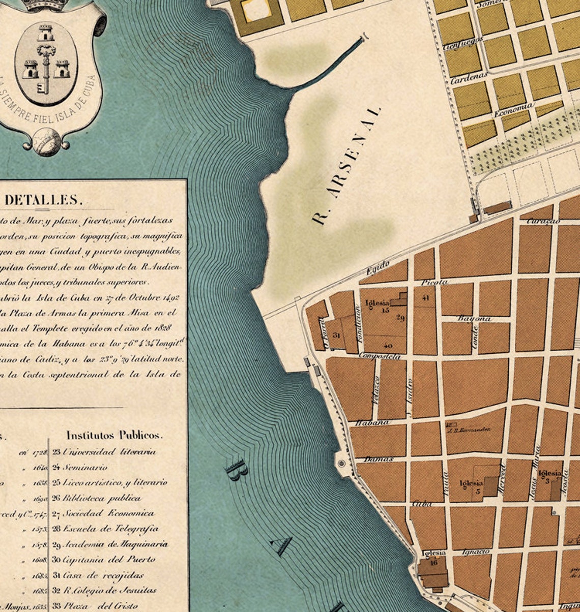 Old Map Havana Habana 1850 Vintage Map Vintage Poster Wall - Etsy