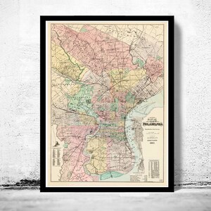 Old Map of Philadelphia 1893 Vintage Map Vintage Poster Wall Art Print ...
