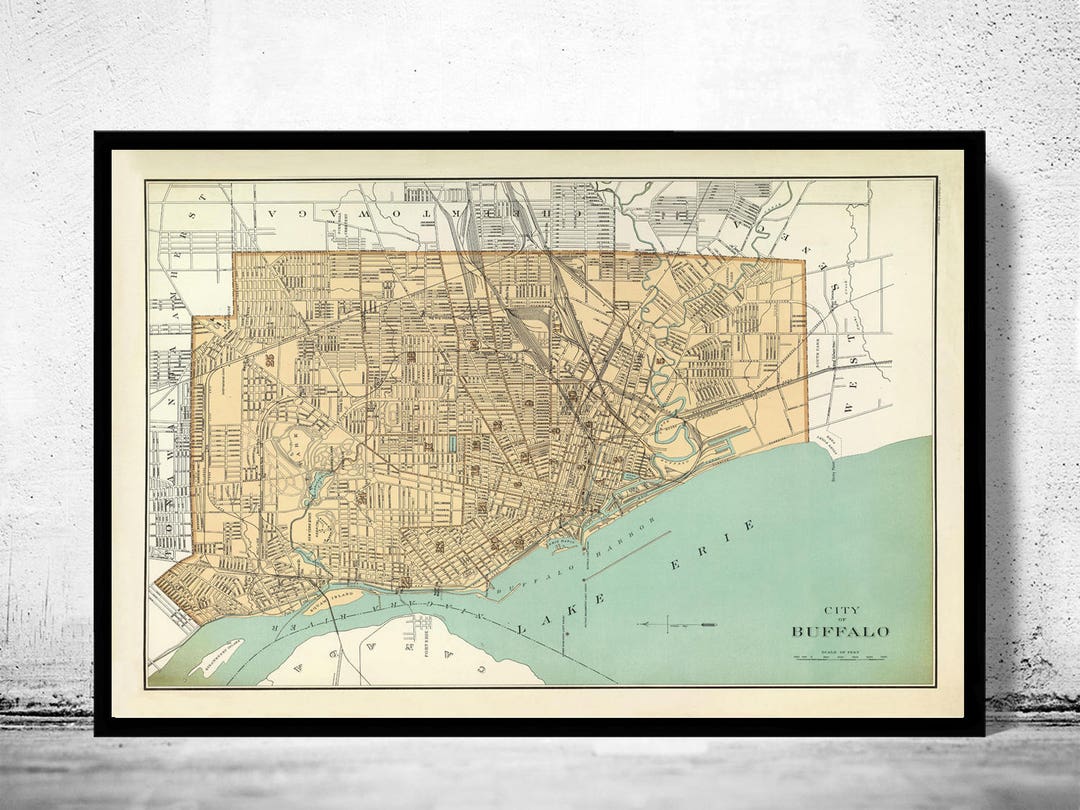 Old Map of Buffalo New York, United States 1895 Vintage Poster Wall Art ...