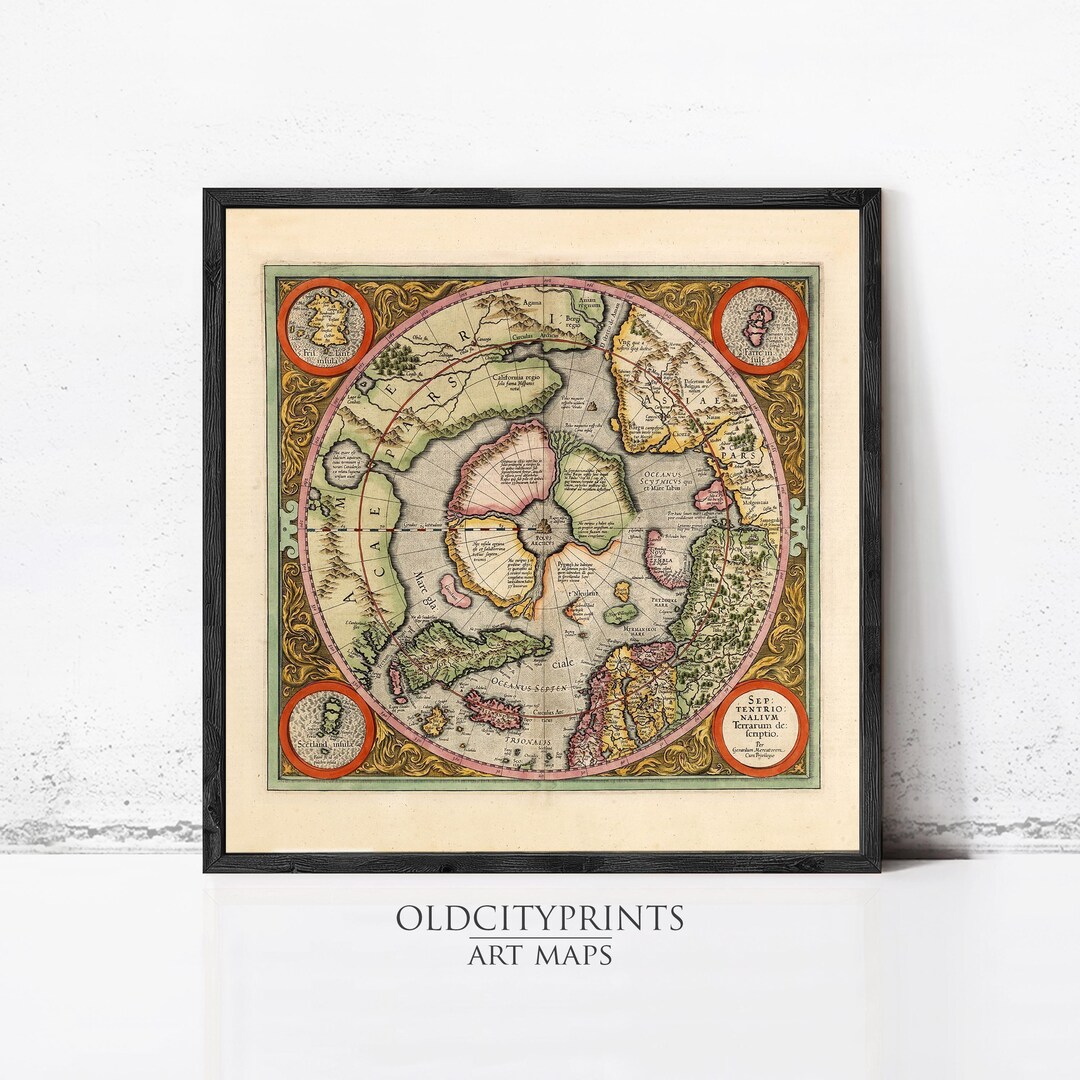 Old Map of North Pole 1609 Vintage Map North Pole | Wall Map Print ...