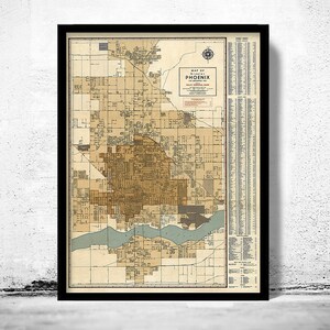Old Map of Phoenix Arizona 1947 Vintage Map | Vintage Poster Wall Art ...