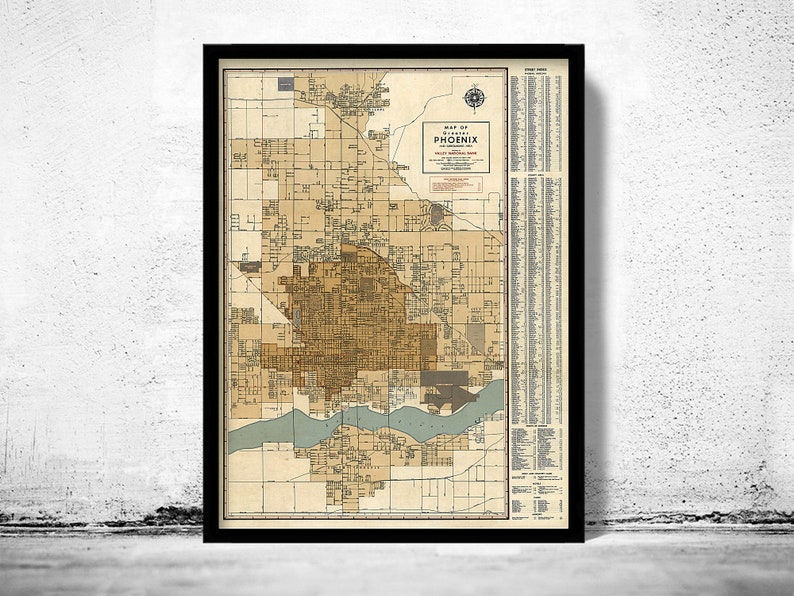 Old Map of Phoenix Arizona 1947 Vintage Map Vintage Poster - Etsy