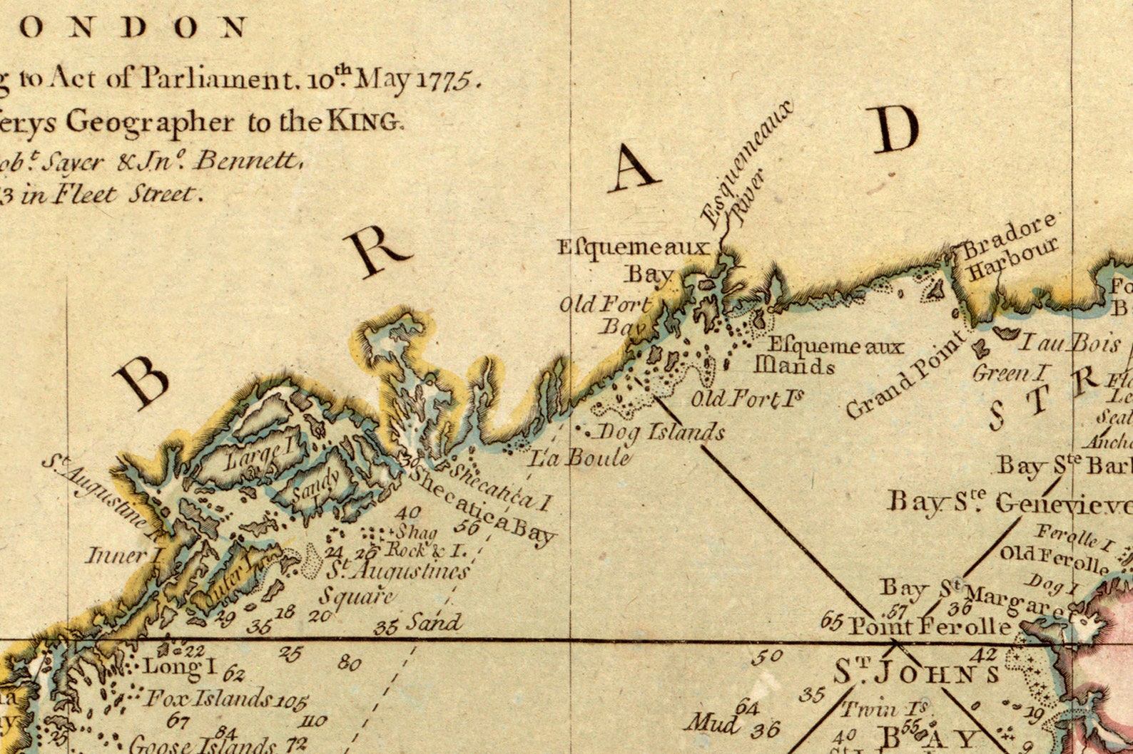Old Map of Newfoundland Canada 1755 Vintage Map Vintage - Etsy