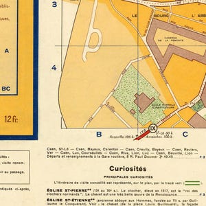 Old Map of Caen France 1942 Vintage Map | Vintage Map Wall Art Print ...