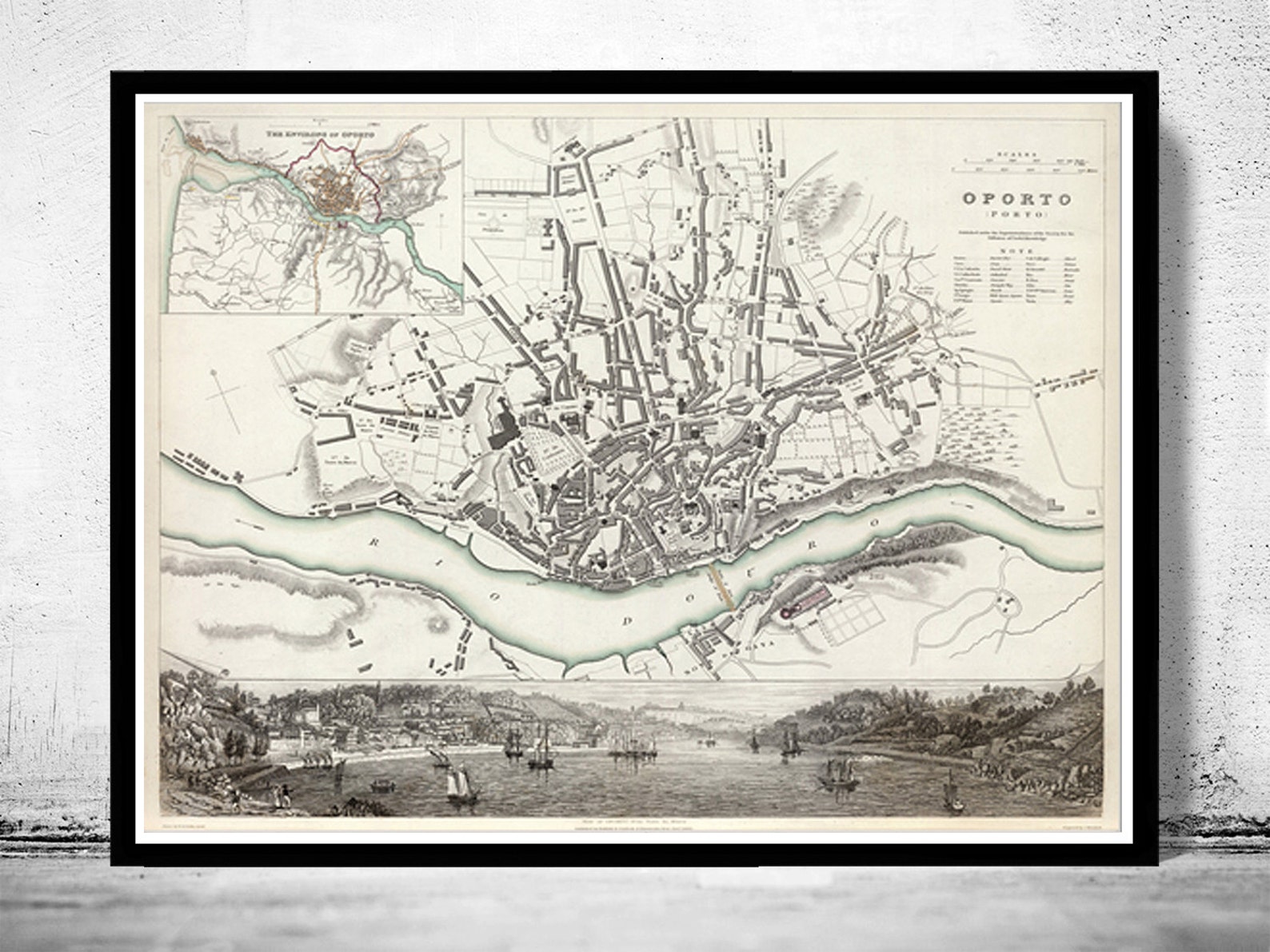 Old Map City Plan of Oporto Porto Portugal 1833 Vintage Douro | Etsy