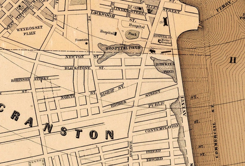 Old Map of Providence 1849 Rhode Island Vintage Map Vintage - Etsy