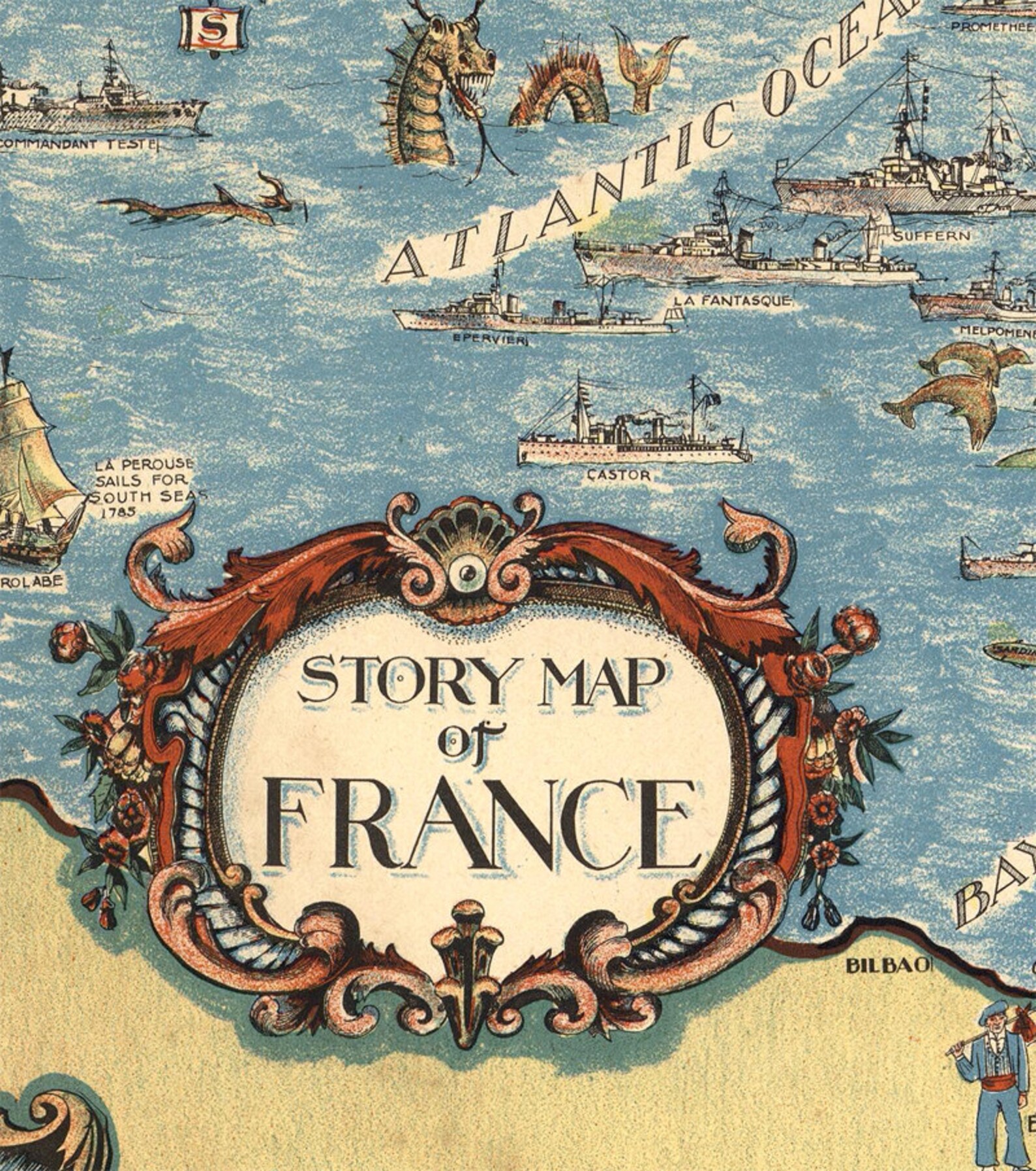 Old Map of France Story Map 1936 Vintage Map of France - Etsy