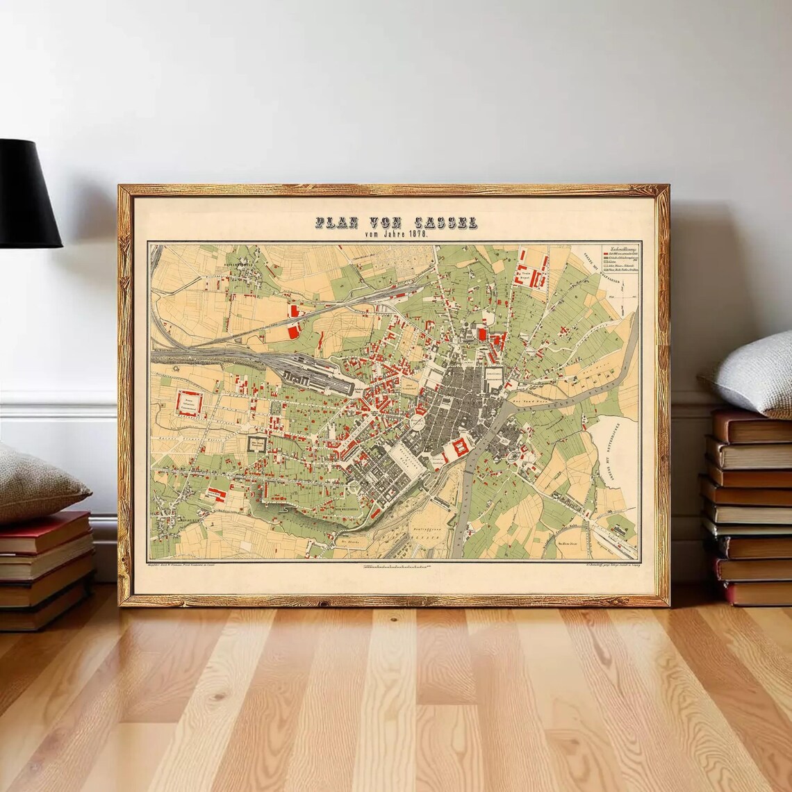 Old Map of Kassel Cassel Germany Deutshland 1878 Vintage Map | Wall Map ...