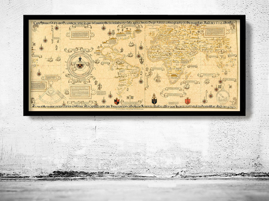 Old Map of the World 1529 Old Map of the World Vintage Map World Map ...