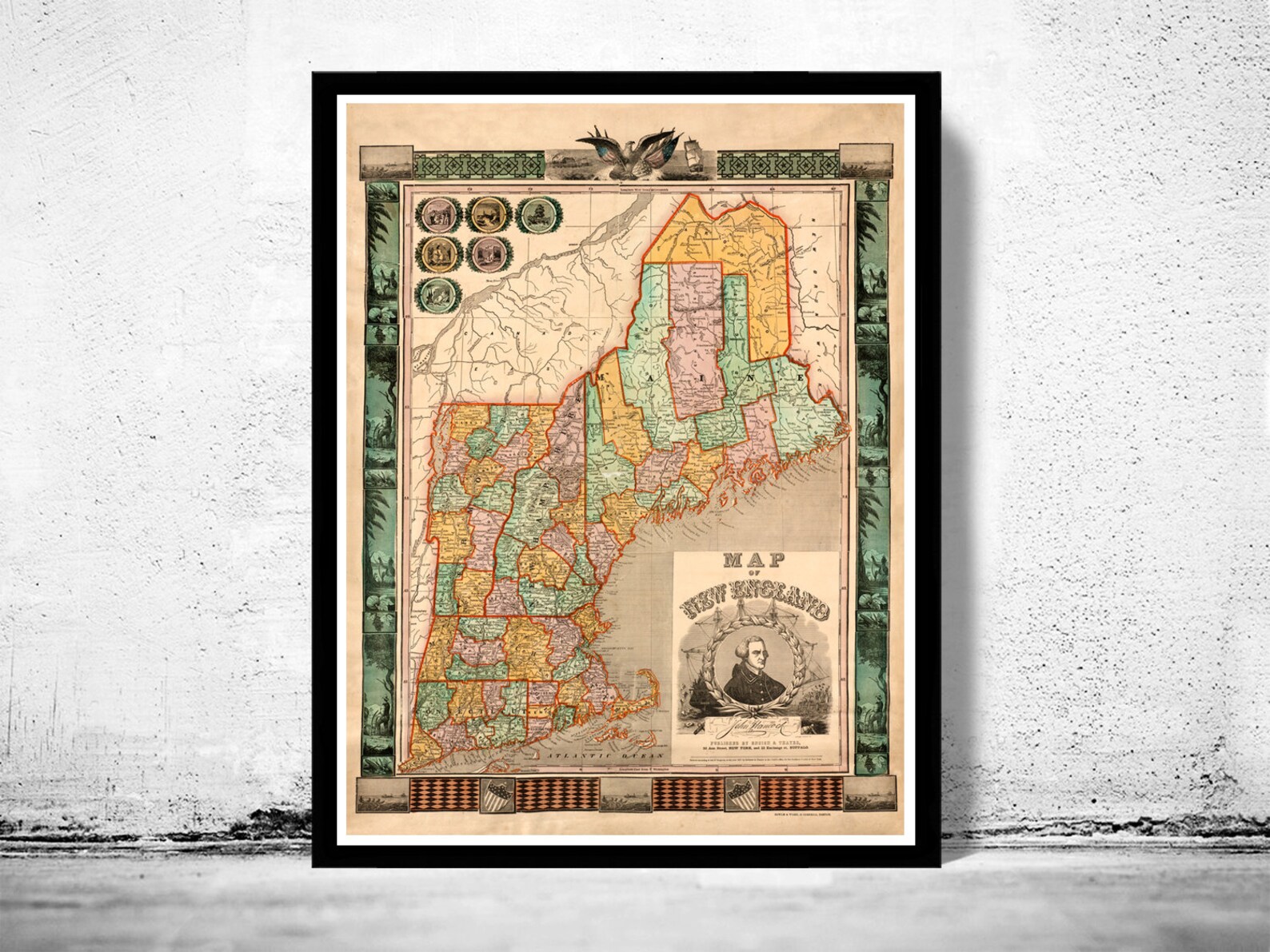 Old Map of New England 1847 Vintage Map of New England Vintage - Etsy