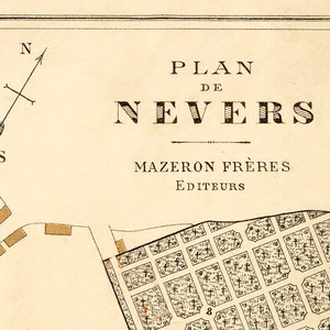 Old Map of Nevers France 1890 Vintage Map Vintage Poster Wall Art Print ...