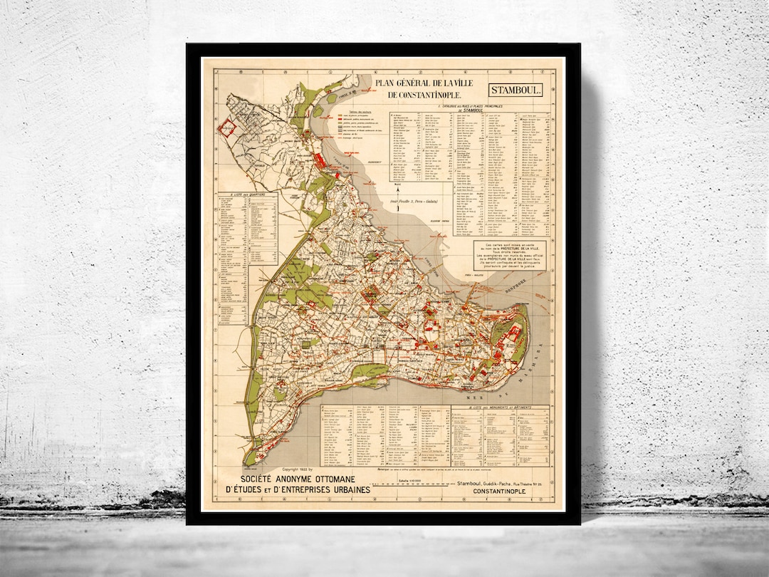 Old Map of Istanbul 1922 Turkey Old Constantinople Vintage Map Vintage ...