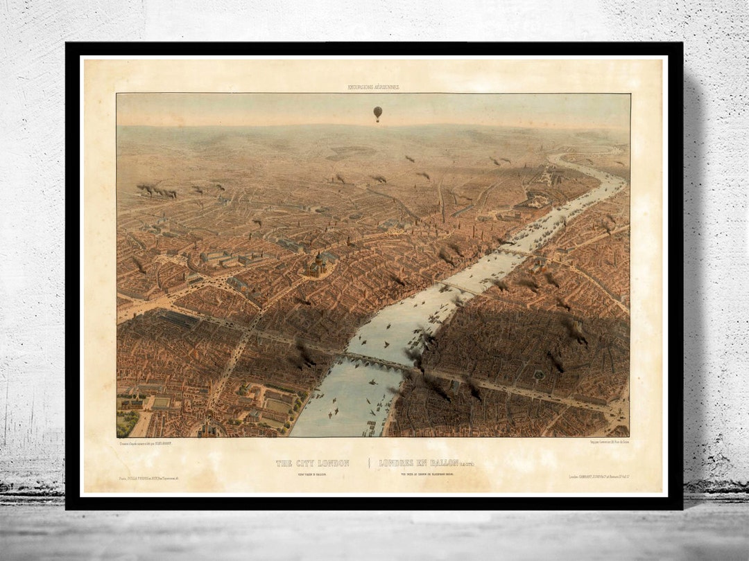 Old View of London in 1896 Vintage Map Vintage Poster Wall - Etsy