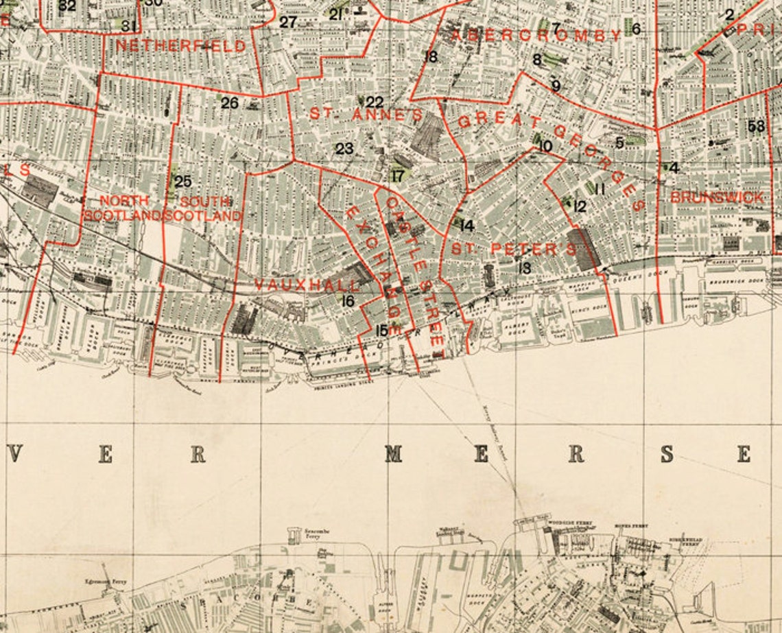 Old Map of Liverpool England 1900 Vintage Map Vintage Poster | Etsy