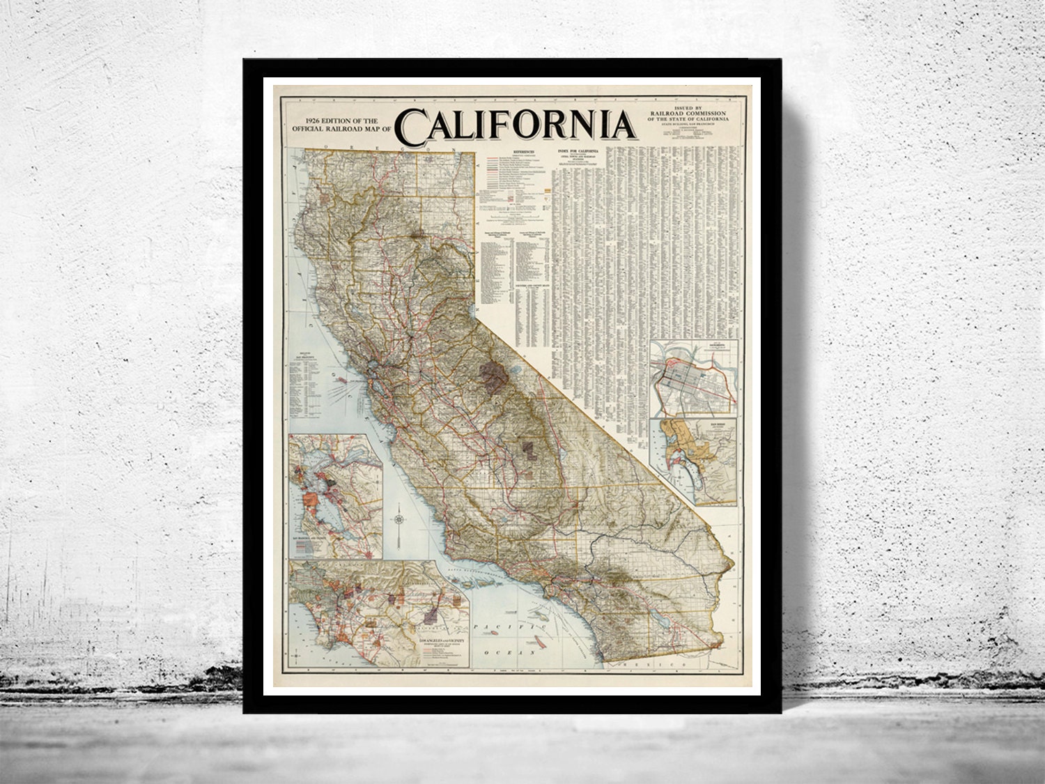 Old Map of California 1926 Vintage Map Vintage Poster Wall - Etsy