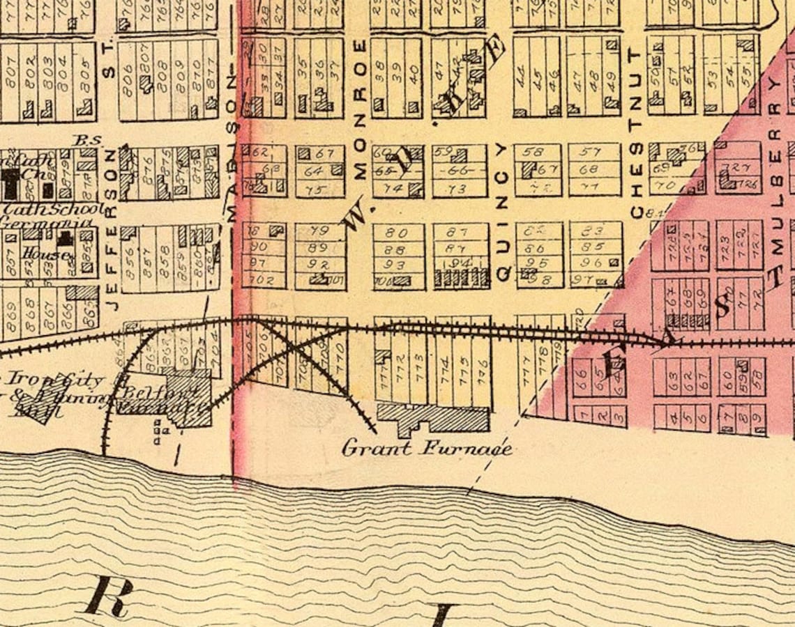 Old Map of Ironton Ohio 1877 Vintage Map Vintage Poster Wall - Etsy