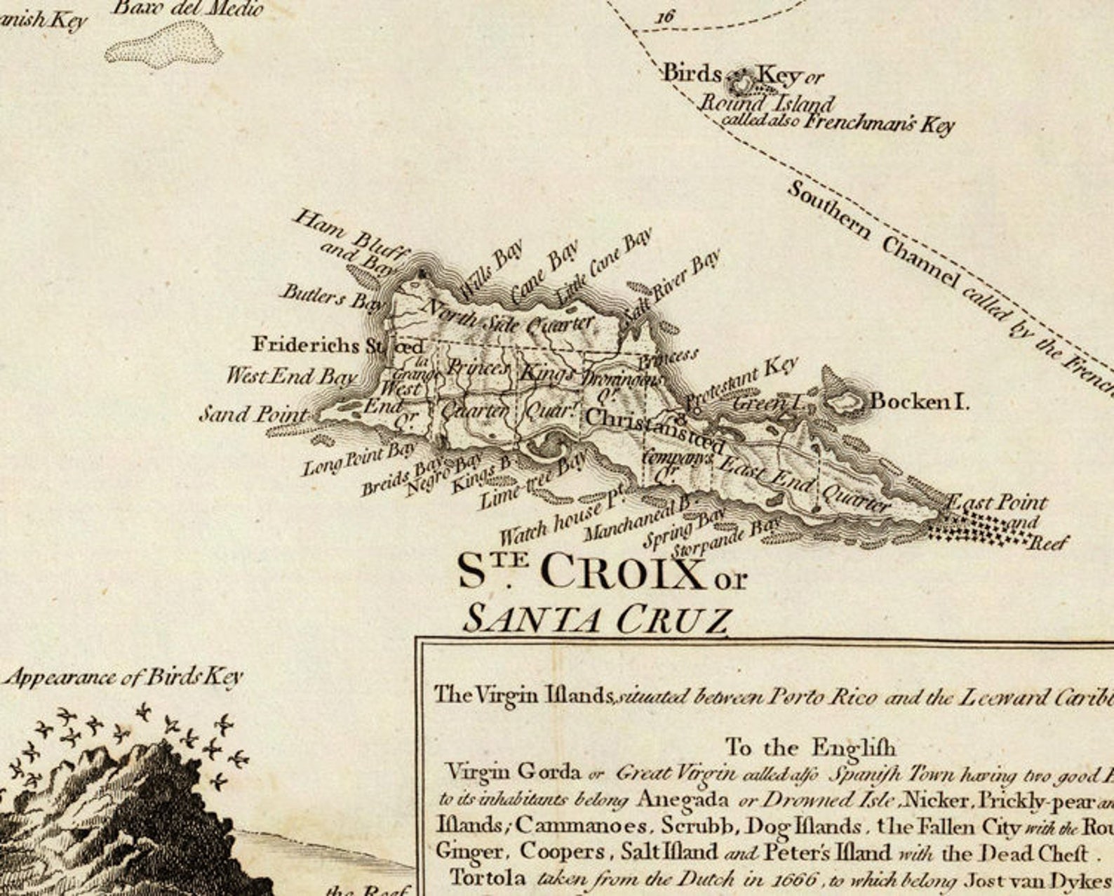Old Map of Virgin Islands 1775 Vintage Poster Wall Art Print | Etsy