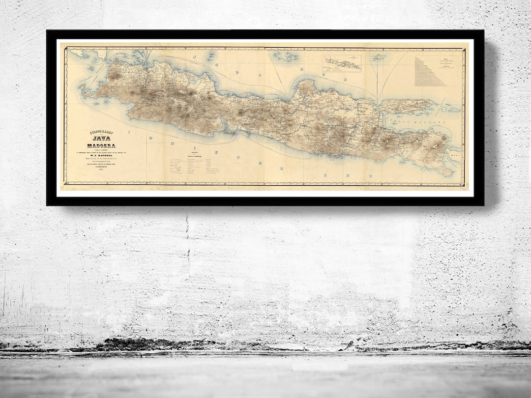 Old Map of Java and Madura Islands Indonesia 1878 Vintage Map | Vintage ...