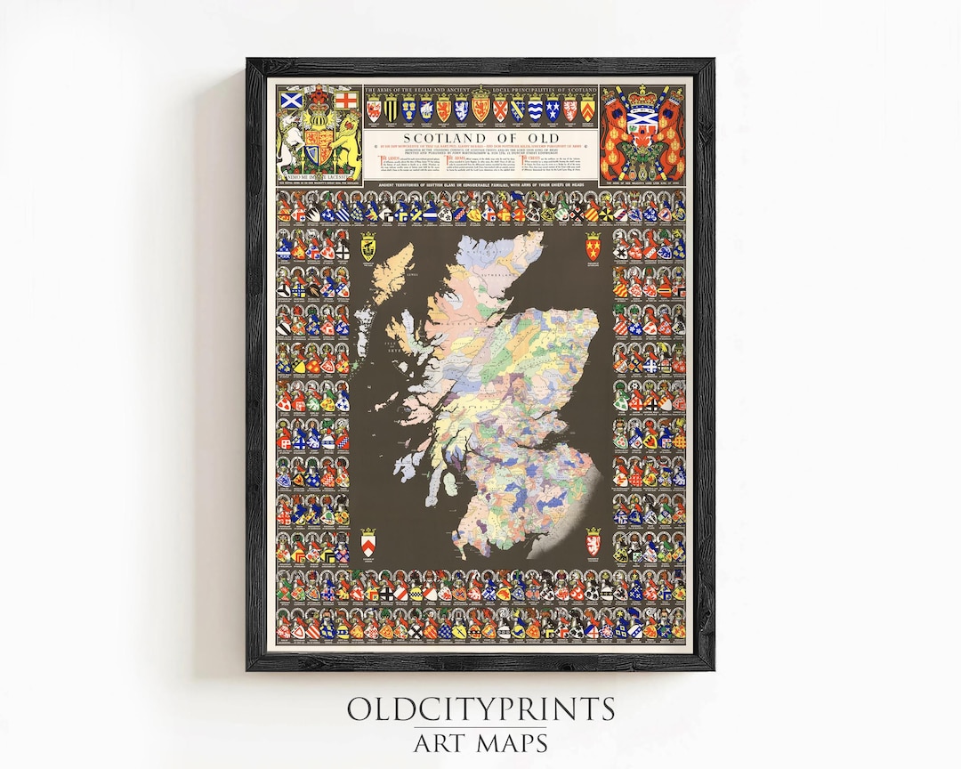 Scotland Clans Family Scottish Clan Map Poster Scotland Family Surnames ...