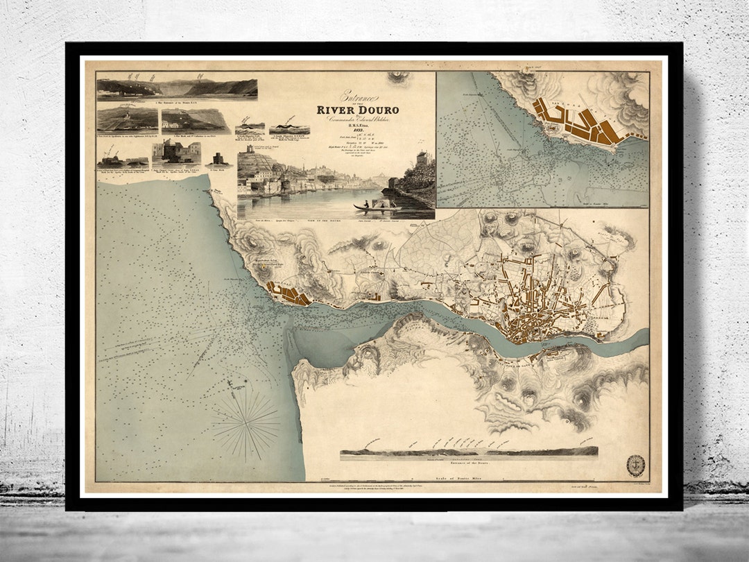 Old Map of Porto Portugal 1833 Map of Oporto Vintage Map Vintage Poster ...