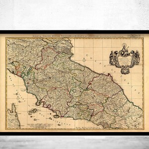 Old Map of Tuscany Toscana Italy 1708 Vintage Map | Vintage Poster Wall ...
