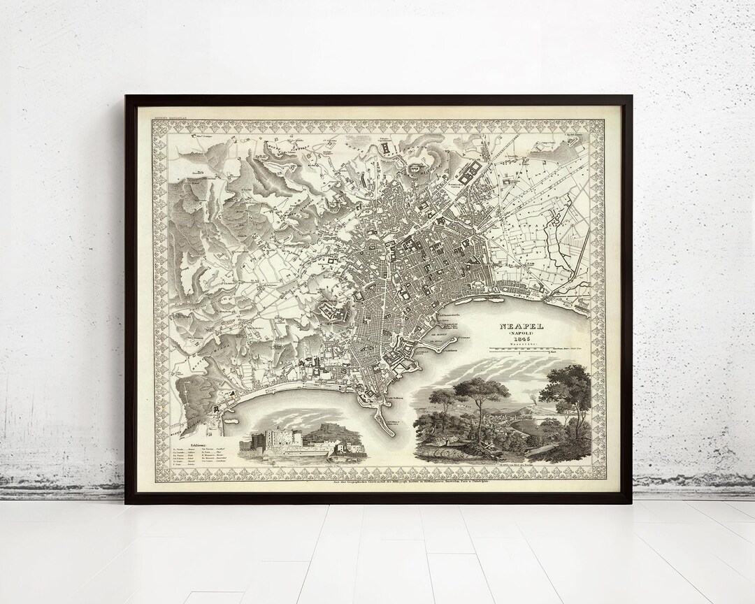 Old Map of Napoli Naples Italy 1845 Vintage Map | Vintage Map Wall Art ...