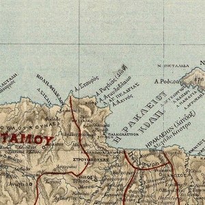 Old Map of Crete Island Greece Creta 1897 | Vintage Poster Wall Art ...