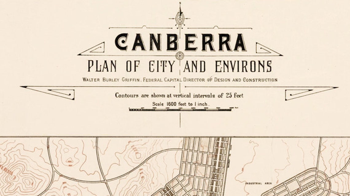 Old Map of Canberra City Australia 1918 Vintage Map Vintage - Etsy