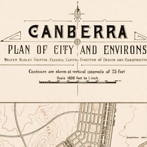 Old Map of Canberra City Australia 1918 Vintage Map Vintage Poster Wall ...