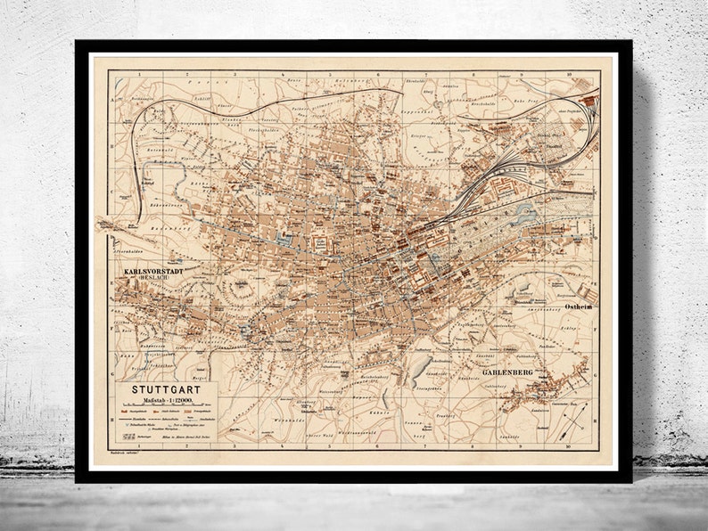 Old Map of Stuttgart Germany 1910 Vintage map Vintage | Etsy