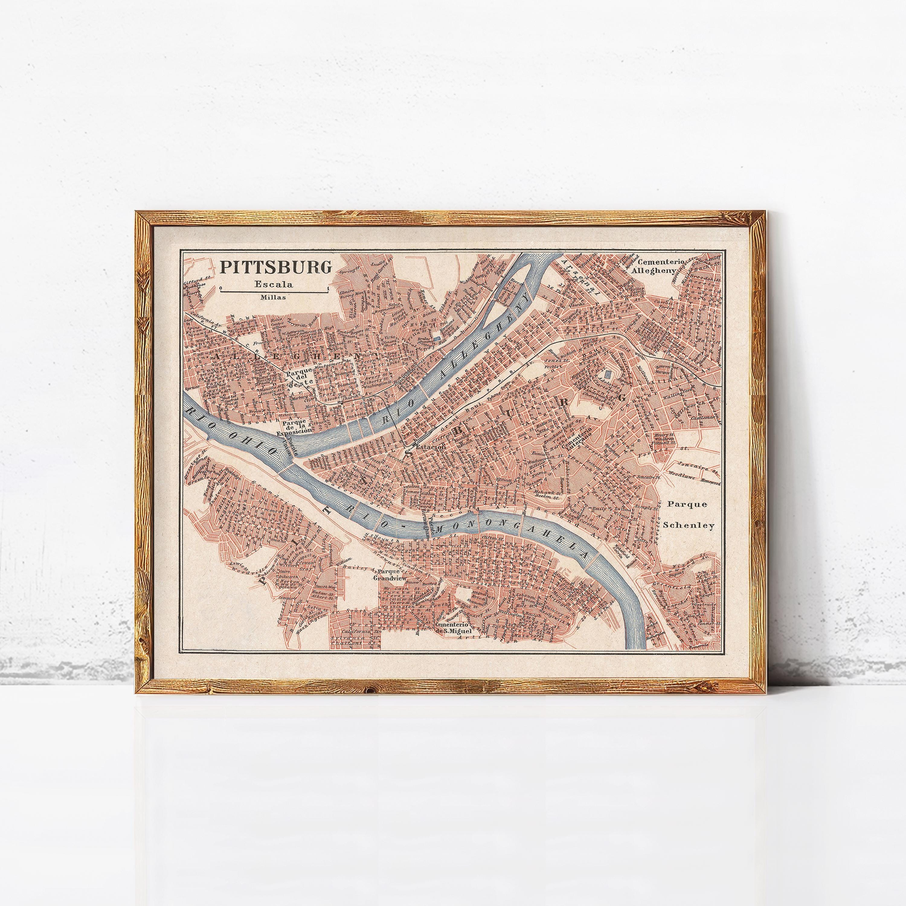 Old Map of Pittsburgh Allegheny 1900 Vintage Map | Wall Map Print - Etsy