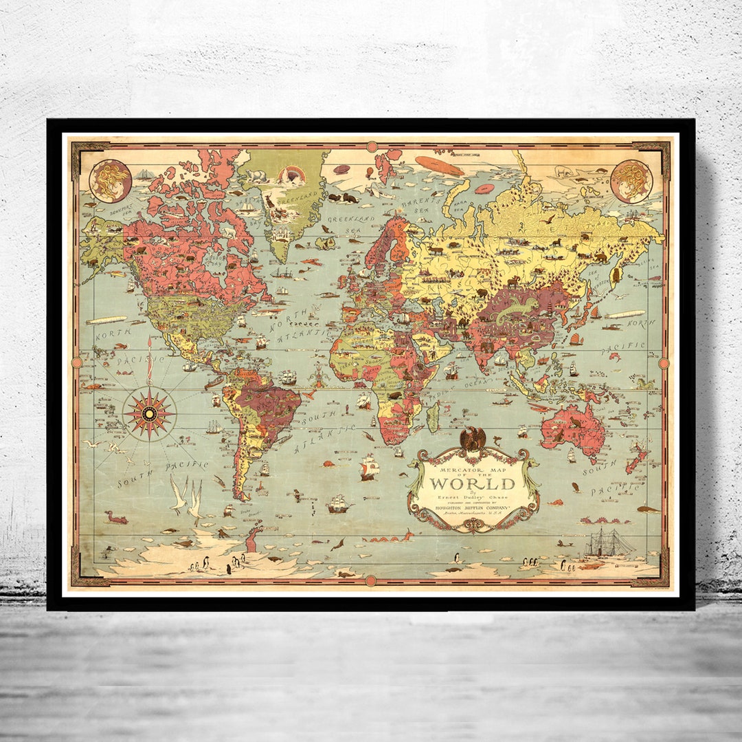 Beautiful Vintage World Map 1931 Vintage Map | World Map Gift World Map ...