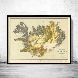 Old Map of Iceland Islandia 1898 Geological Map Vintage Map | Vintage ...