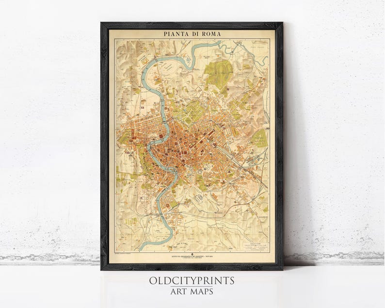 Vintage Map of Rome 1921 | Antique Roma Italy Wall Art Decor Print ...