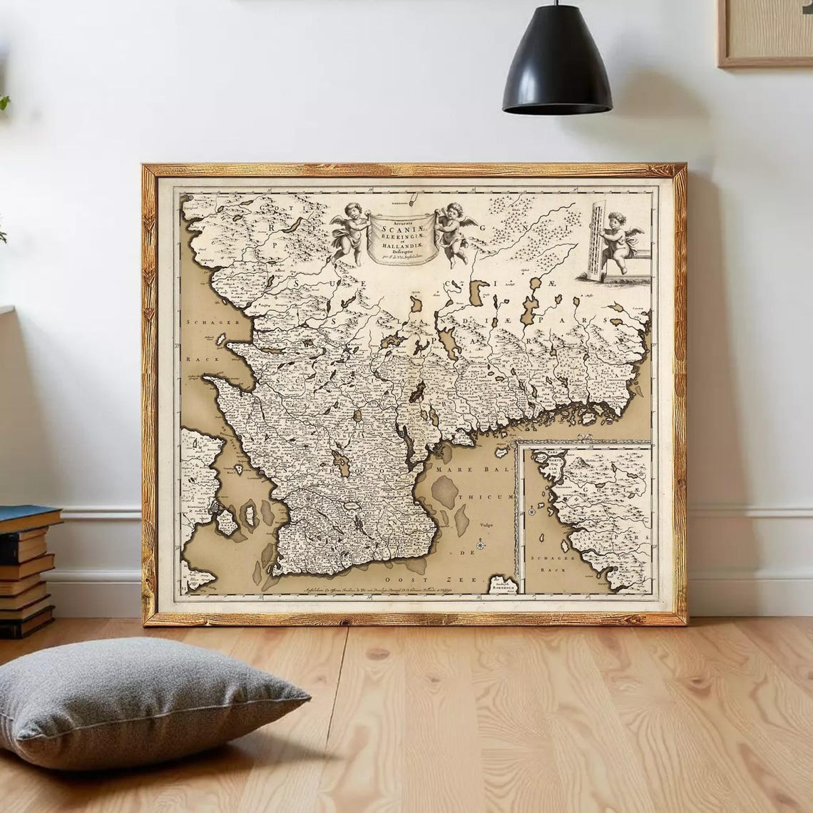 Old Map of Scania Skane Sweden 1680 | Wall Map Print - Etsy