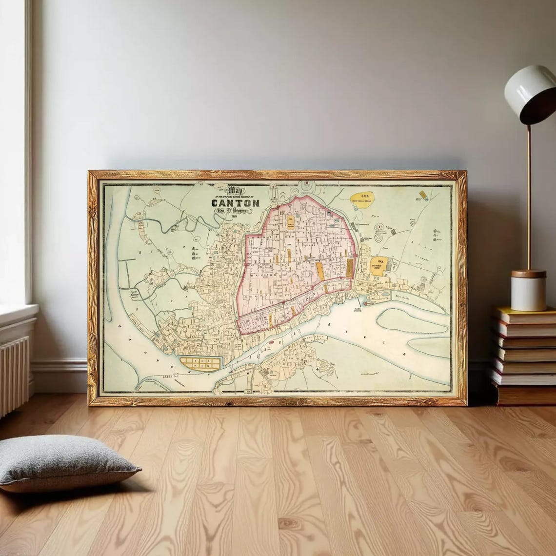 Old Map of Guangzhou Old Canton 1860 China Vintage Map | Wall Map Print ...