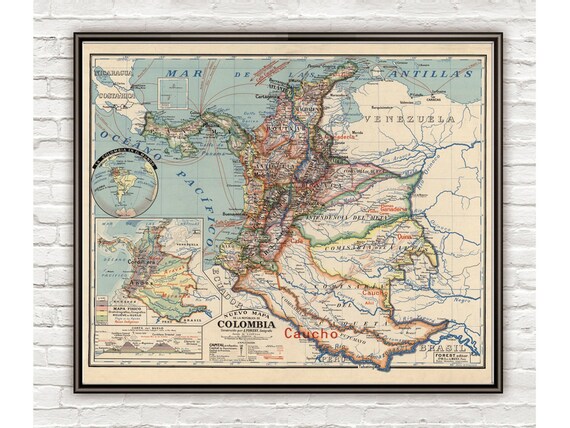 Old Map of Colombia 1920 Vintage Map Vintage Poster Wall Art - Etsy ...