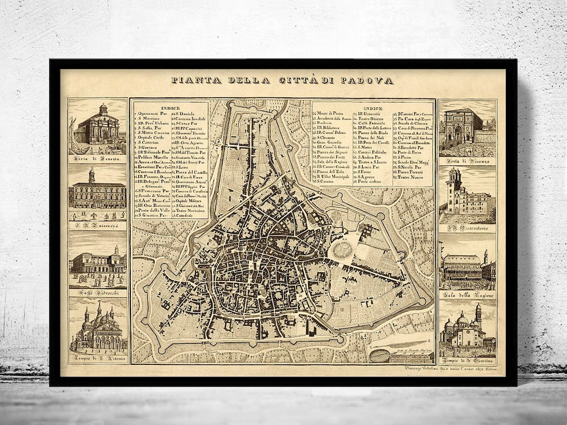 Old Map of Padua Padova Italy 1840 Vintage Map Vintage - Etsy