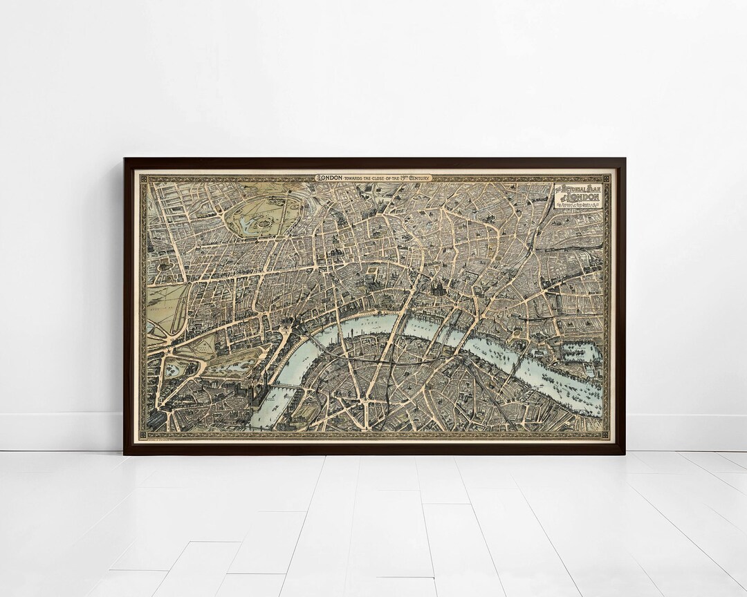 Old Map of London 1892 Birdseye View London Vintage Map | Vintage Map ...