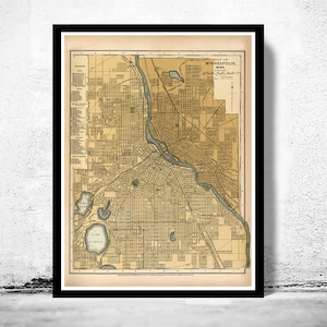 Old Map of Minneapolis 1901 Vintage Map Vintage Poster Wall Art Print ...