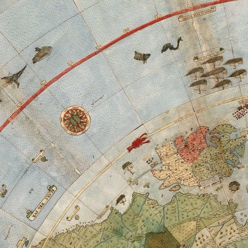 Magnificient Old World Map 1587 by Urbano Monte | World Map Gift World ...