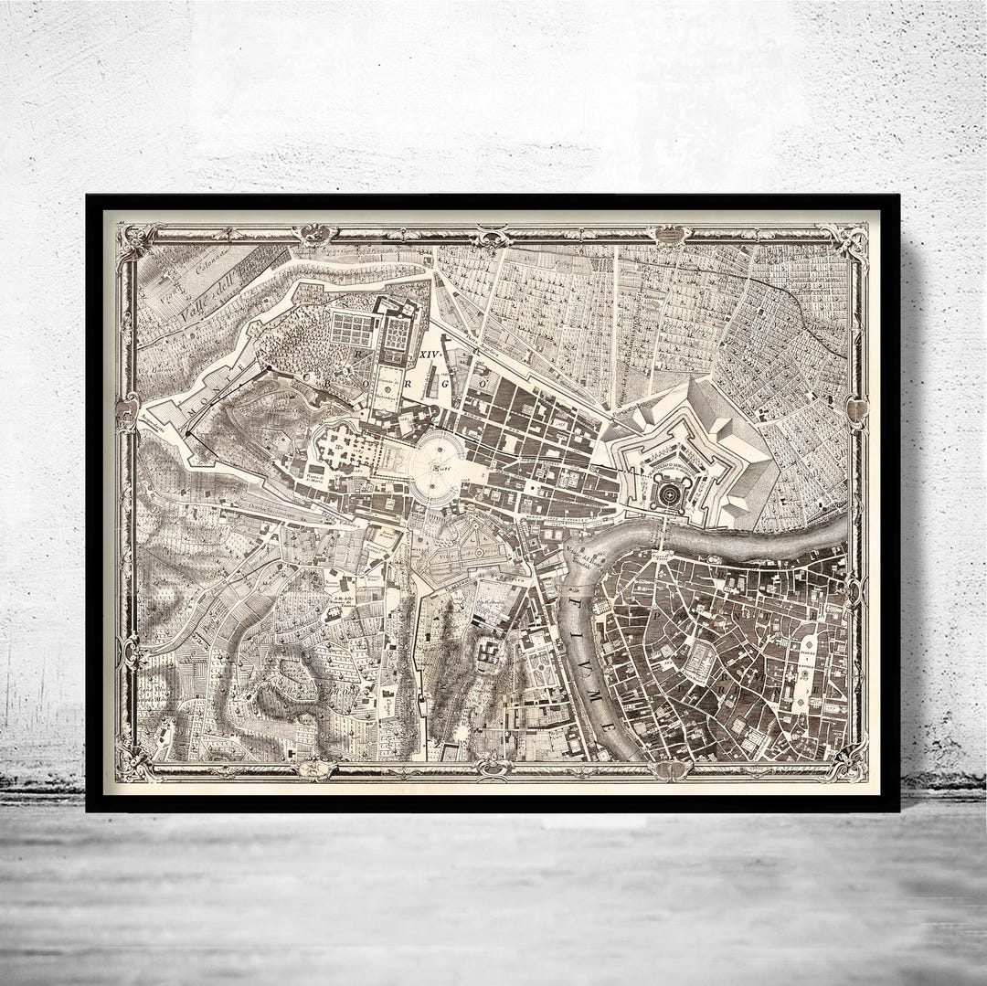 Old Map of Vatican Rome Italy 1748 Vintage Map of Vatican City Vintage ...