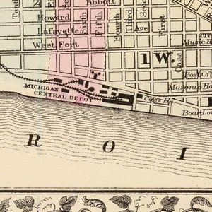 Old Map of Detroit 1880 Vintage Map | Vintage Poster Wall Art Print ...