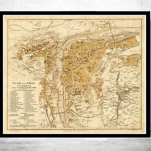 Old Map of Prague 1882 Czech Republic Vintage Map Vintage - Etsy