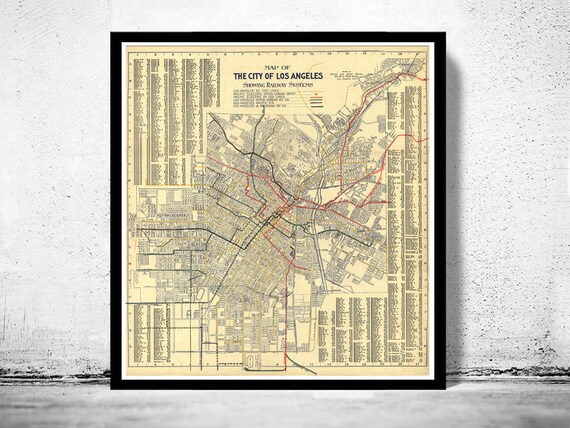 Old Map of Los Angeles 1906 Vintage Map Vintage Poster Wall - Etsy