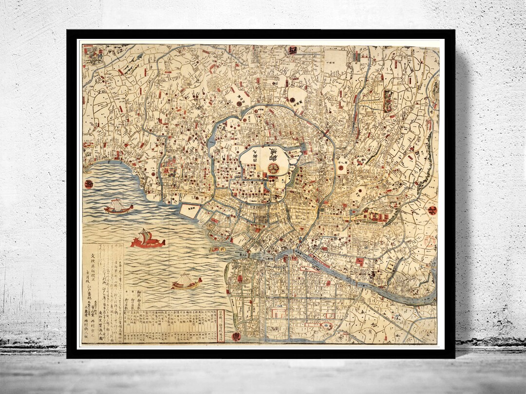 Old Map of Tokyo Japan 1820 Vintage Map Vintage Poster Wall Art Print ...