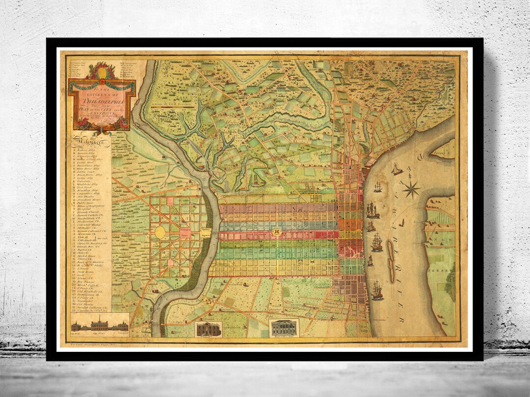 Old Map of Philadelphia 1802 Vintage Map Vintage Poster Wall Art Print ...